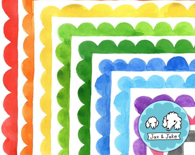 Basic SQUARE Watercolor Border Clipart | Hand-painted Watercolour Clip ...