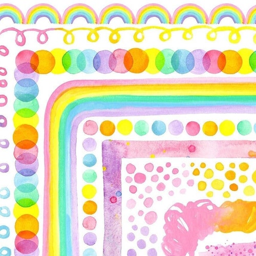 Pastel Rainbow Watercolor Border Clipart Watercolour Clip - Etsy Canada