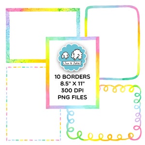 Watercolor Pastel Rainbow Clipart Borders, Spring Clip Art for Easter ...