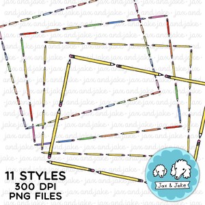 School Clipart Page Borders, Skinny Pencil Rainbow Apple Crayon Clip ...