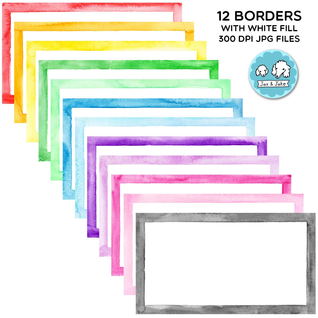 BASIC Watercolor SLIDE Border Clipart Google Slides - Etsy