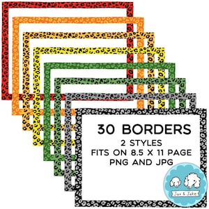 Rainbow Leopard and Zebra Clipart Borders, Animal Print Frames, Jungle ...