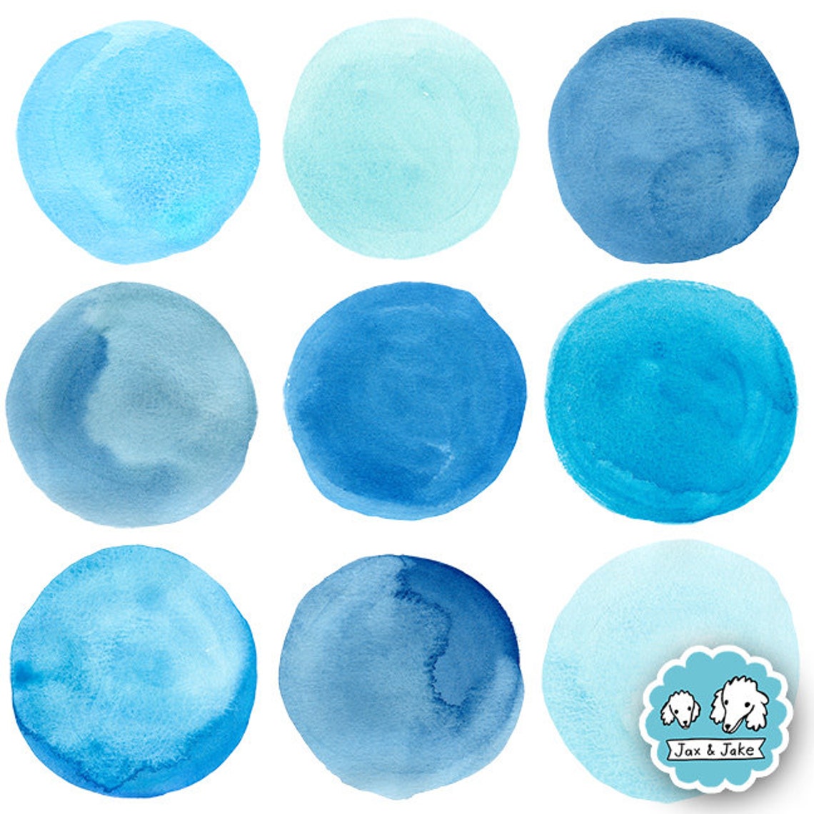 Blue Watercolor Dots / Circles Clipart Watercolor Circle Backgrounds ...