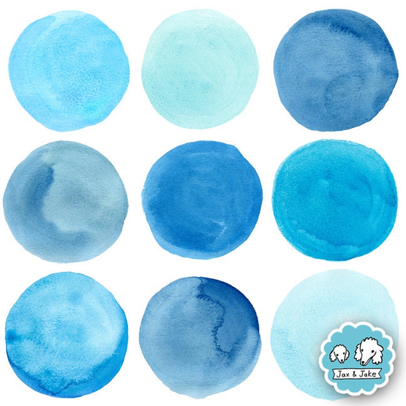 Blue Watercolor Dots / Circles Clipart Watercolor Circle Backgrounds ...