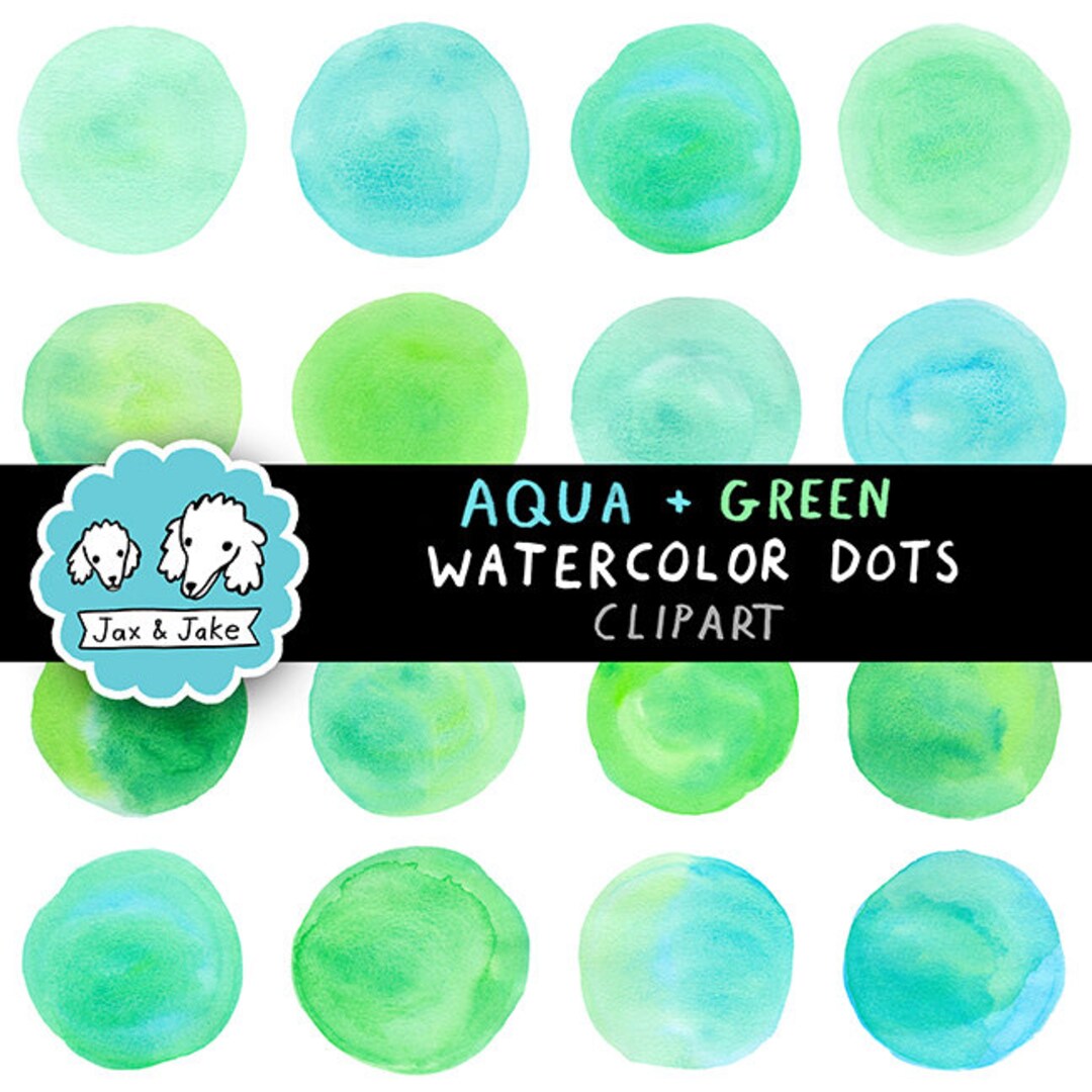 Aqua Blue / Light Green Watercolor Dots / Teal Circles Clipart | Circle ...