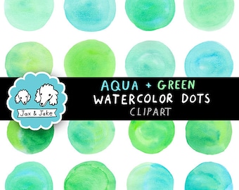 Blue Watercolor Dots / Circles Clipart Watercolor Circle | Etsy