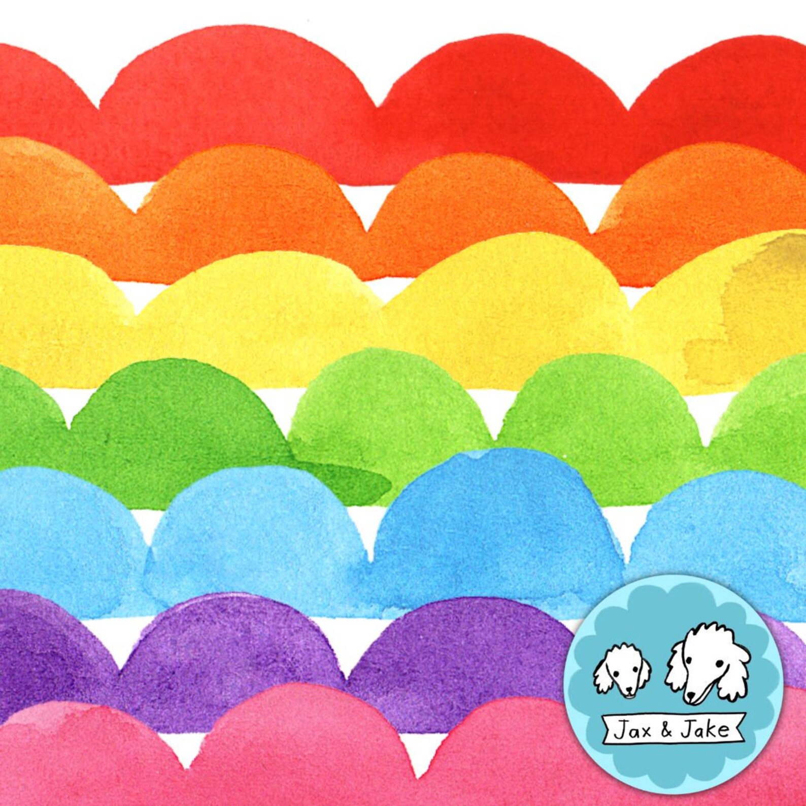 Watercolor Scallop Clipart Borders, Hand Painted Decorative Rainbow ...