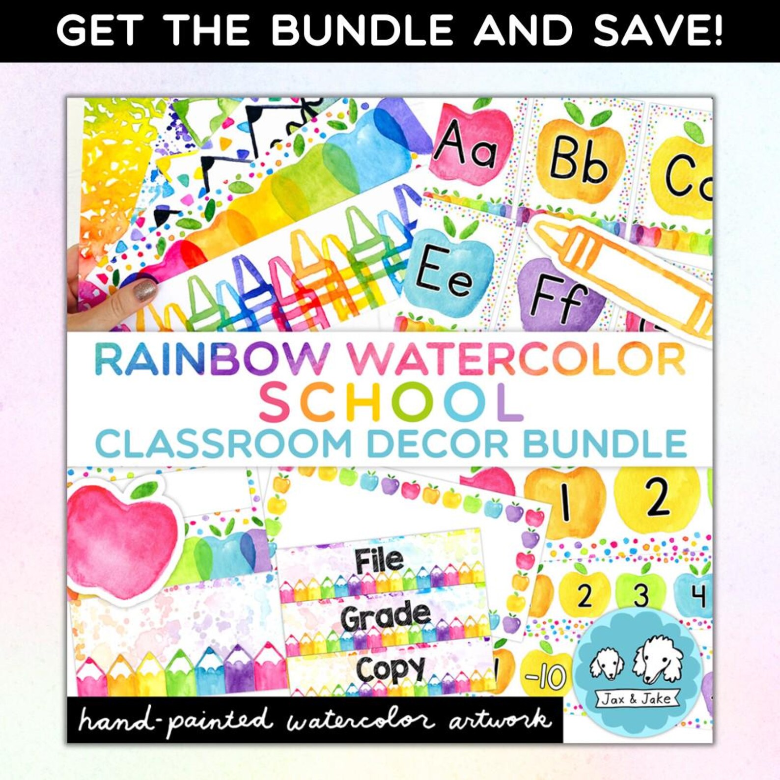 Watercolor Crayon Decor & Editable Labels - Rainbow Classroom Decor ...