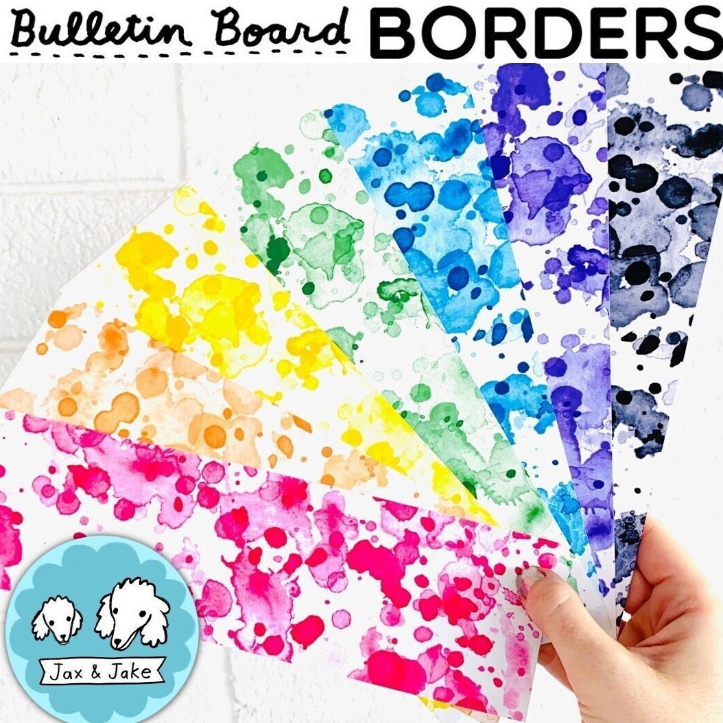 Watercolor Splatter Bulletin Board Borders Printable Rainbow - Etsy