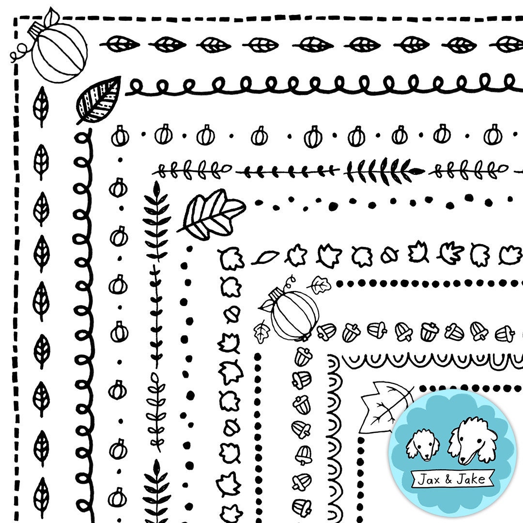 Skinny Fall Clipart Borders, Thanksgiving Clipart Frames, Pumpkin ...