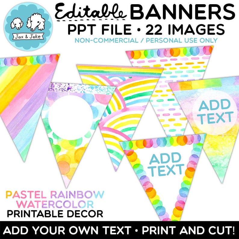 Editable Watercolor Pastel Rainbow Banners, Bulletin Board Decorations ...