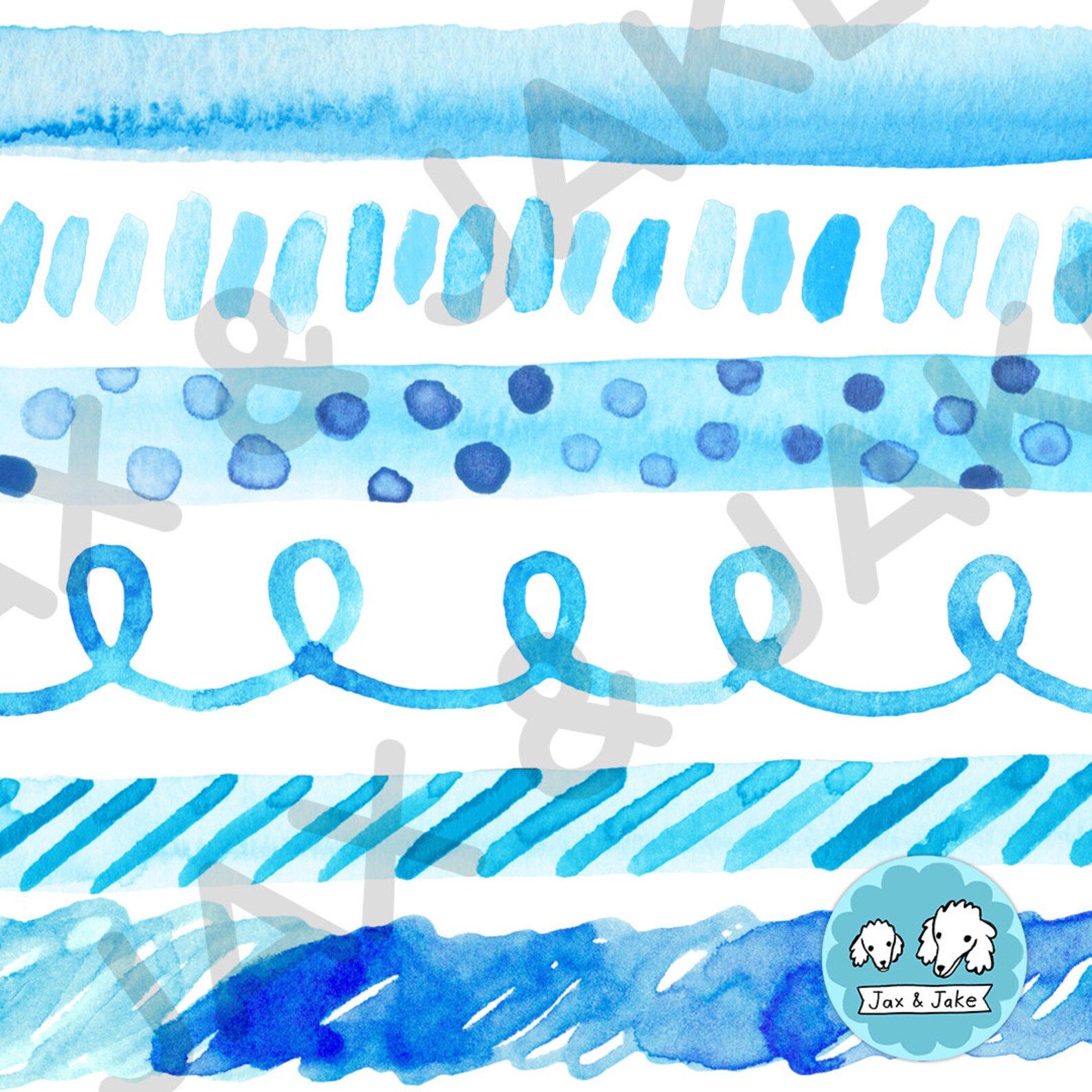 Blue Watercolor Border Clipart Ocean Water Swimming Aqua - Etsy