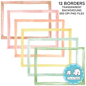 Soft Colors Watercolor Border Clipart, Boho Rainbow Clip Art Page ...