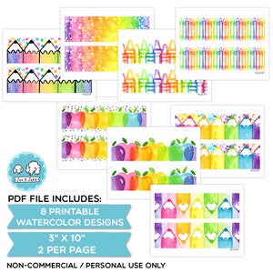 Back to School Rainbow Watercolor Bulletin Board Borders, Printable ...