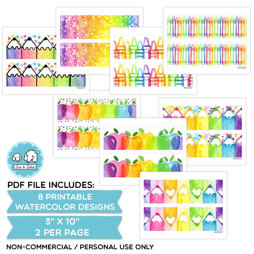 Back to School Rainbow Watercolor Bulletin Board Borders - Etsy