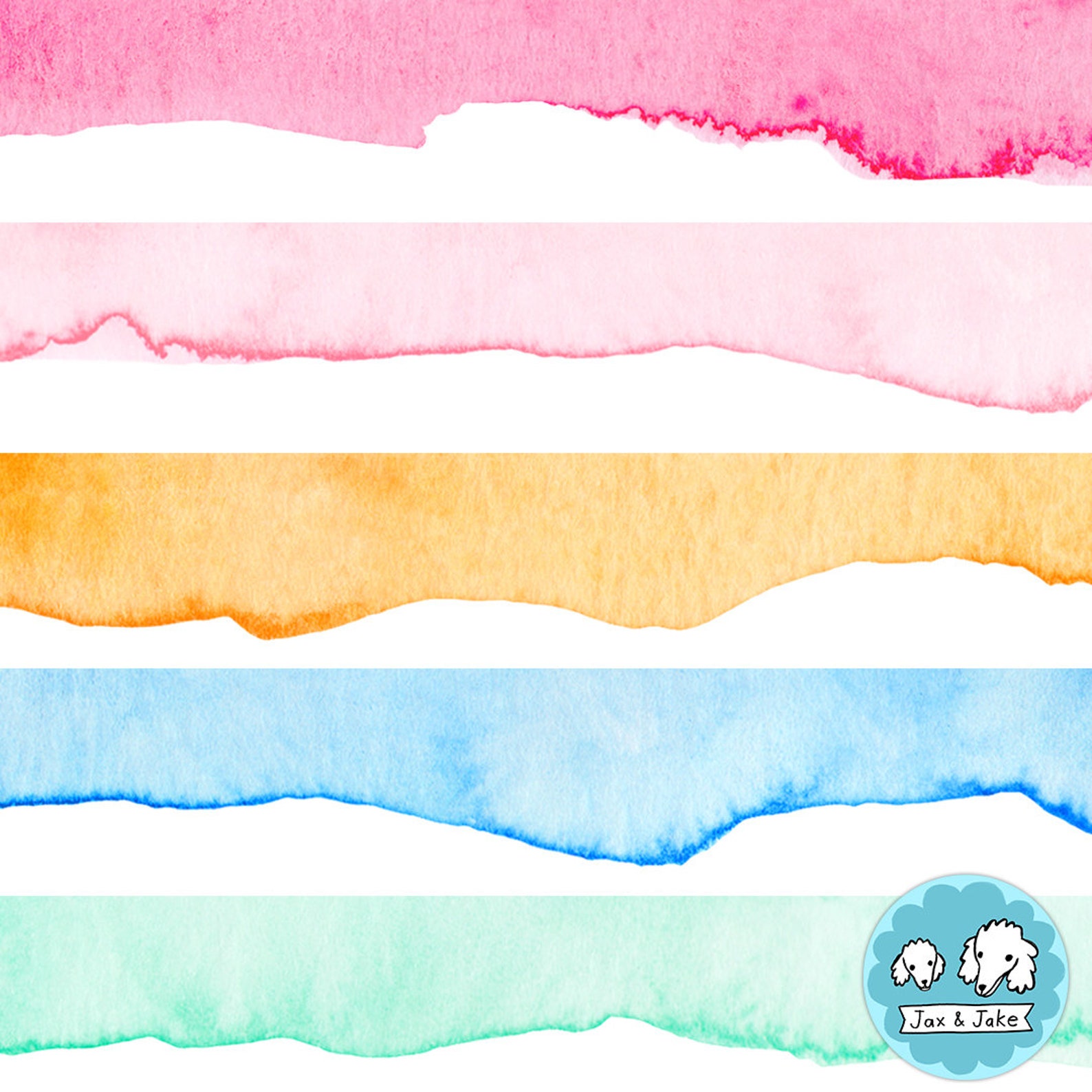 Basic Watercolor Wash Full Page Border Clipart Colorful - Etsy