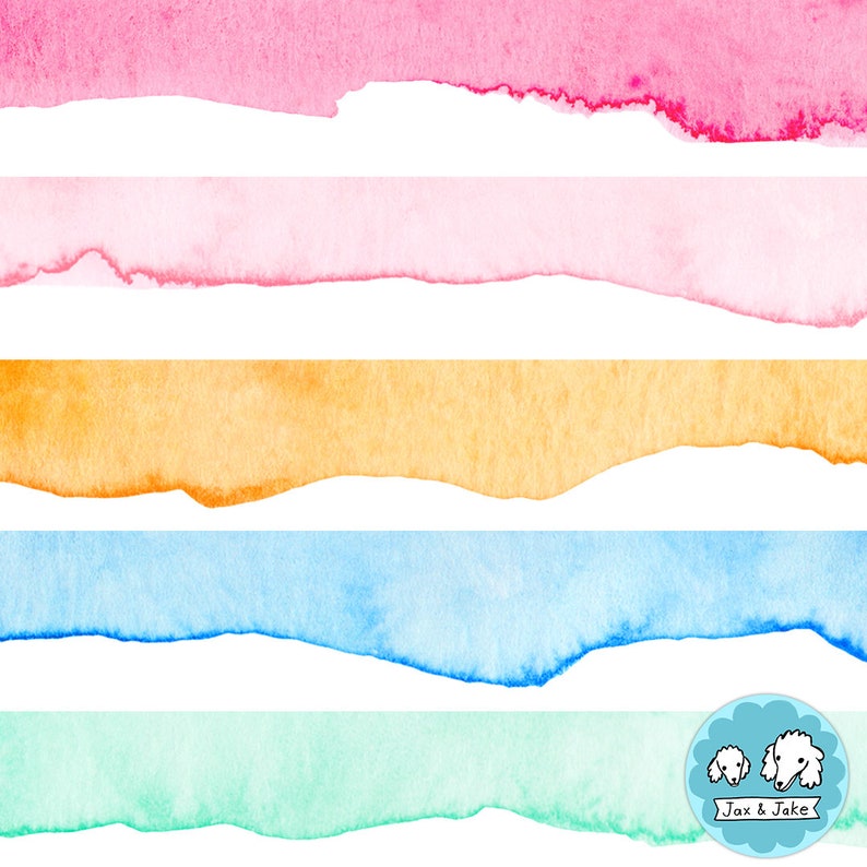 Basic Watercolor Wash Full Page Border Clipart | Colorful Hand-painted ...
