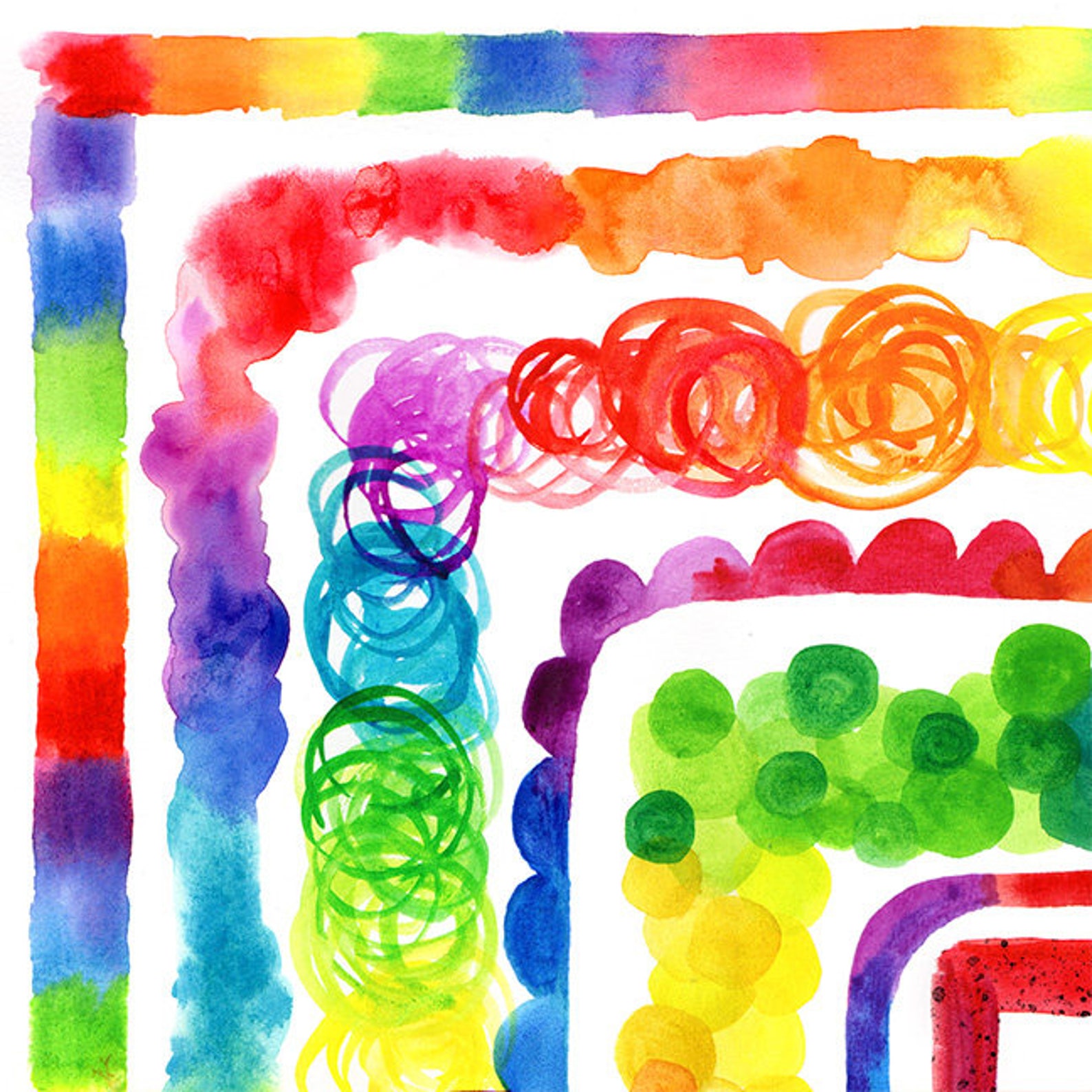 Rainbow Watercolor Page Borders Clip Art Clipart Frames for - Etsy