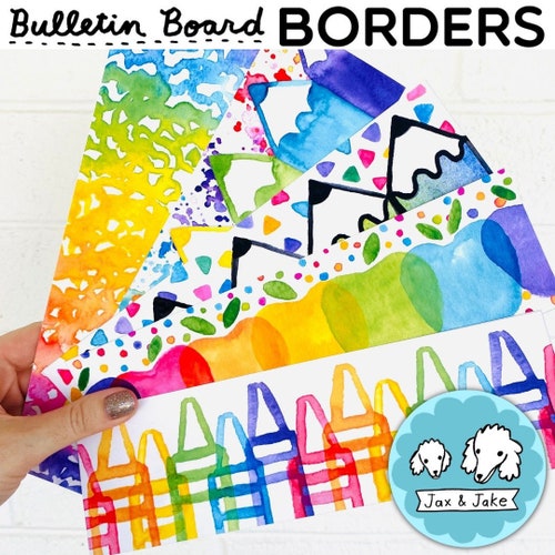 Colorful Rainbow Watercolor Bulletin Board Borders Printable - Etsy