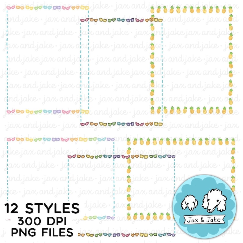 Summer Clipart Borders Rainbow Doodle Watermelon - Etsy