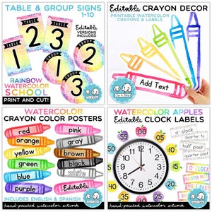 Rainbow Watercolor SCHOOL Classroom Decor Growing Bundle - Etsy