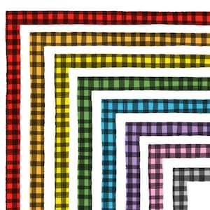 Hand-drawn Gingham Clipart Border Set Checkered Farmhouse Fall Frames ...