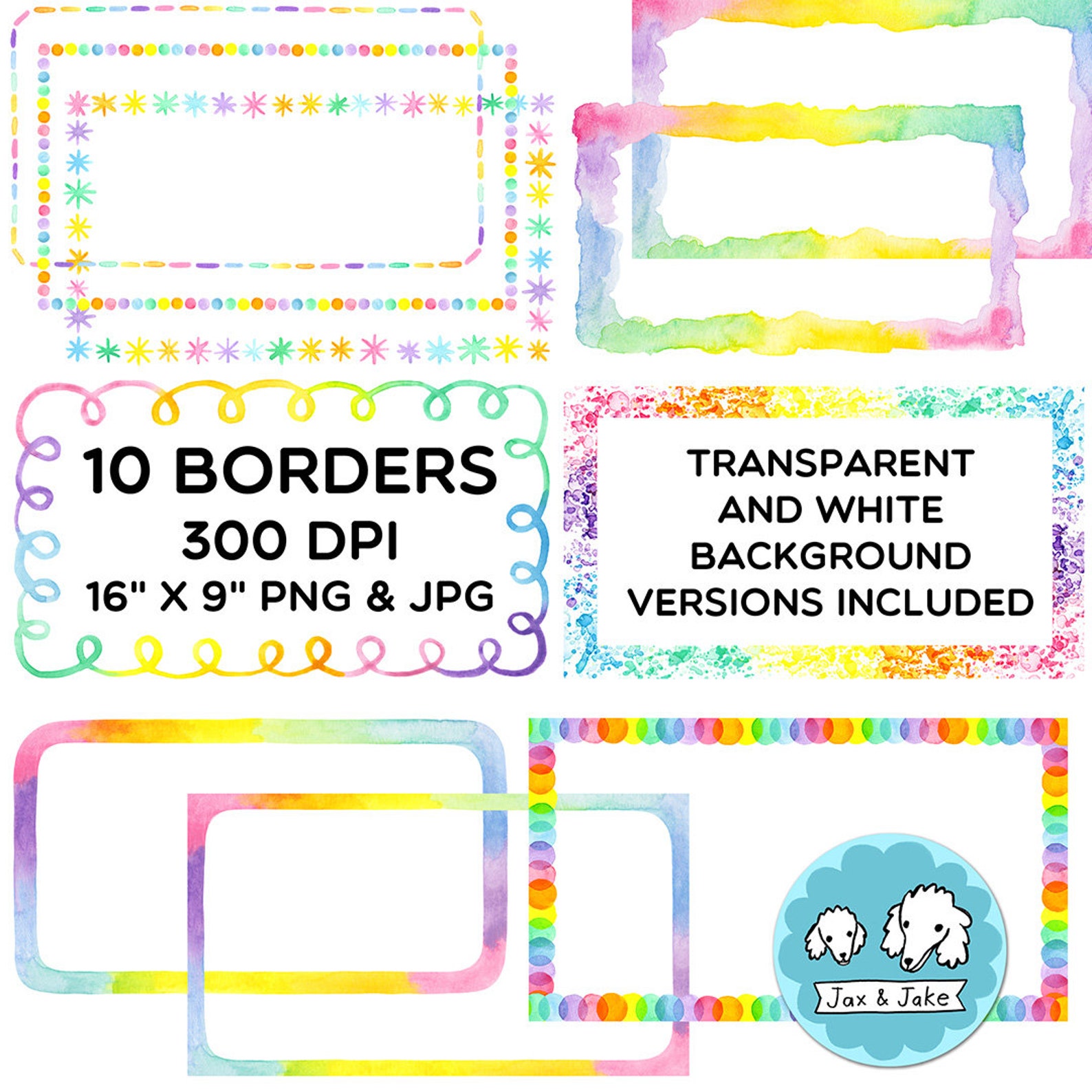 Pastel Rainbow Watercolor SLIDE Borders Editable Google - Etsy