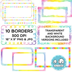 Pastel Rainbow Watercolor SLIDE Borders, Editable Google Slides ...