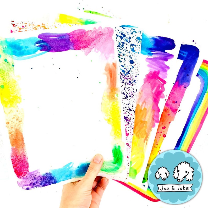 MORE Colorful Rainbow Watercolor Clipart Borders, Clip Art Frames for ...
