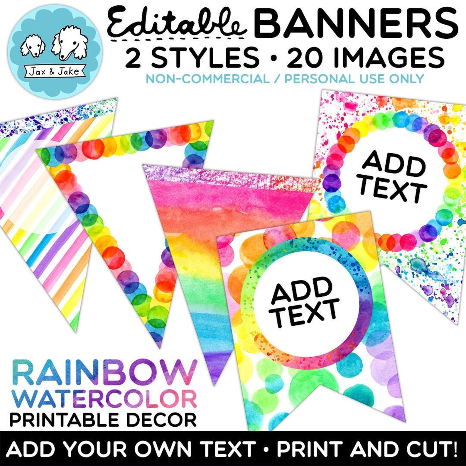 Editable Rainbow Watercolor Bulletin Board Banners Printable - Etsy