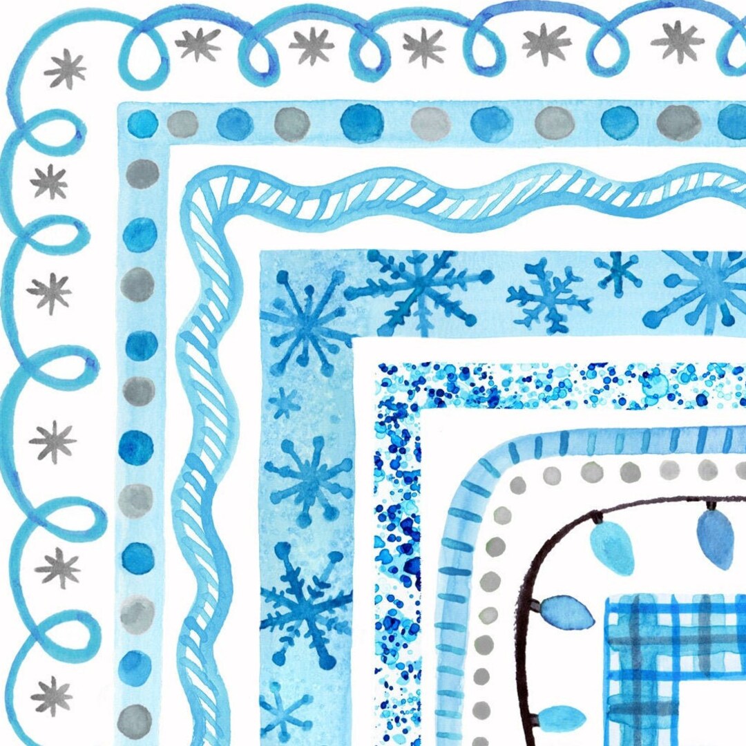 Watercolor Winter Clipart Borders, Christmas Clip Art for Holiday Cards ...