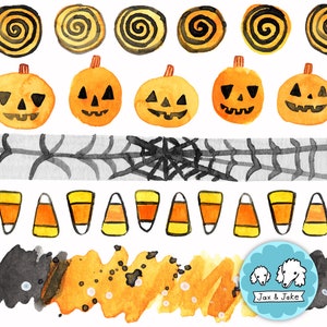 Halloween Watercolor Clipart Borders - October Clip Art, Cute Pumpkin ...