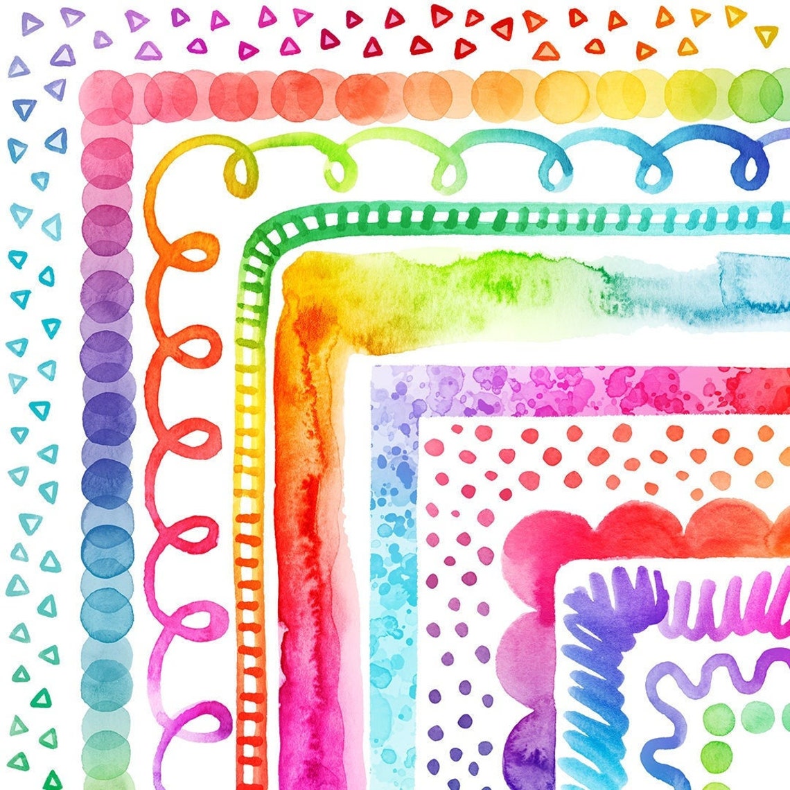 Rainbow Watercolor Borders Ombre Rainbow BLEND Watercolor - Etsy