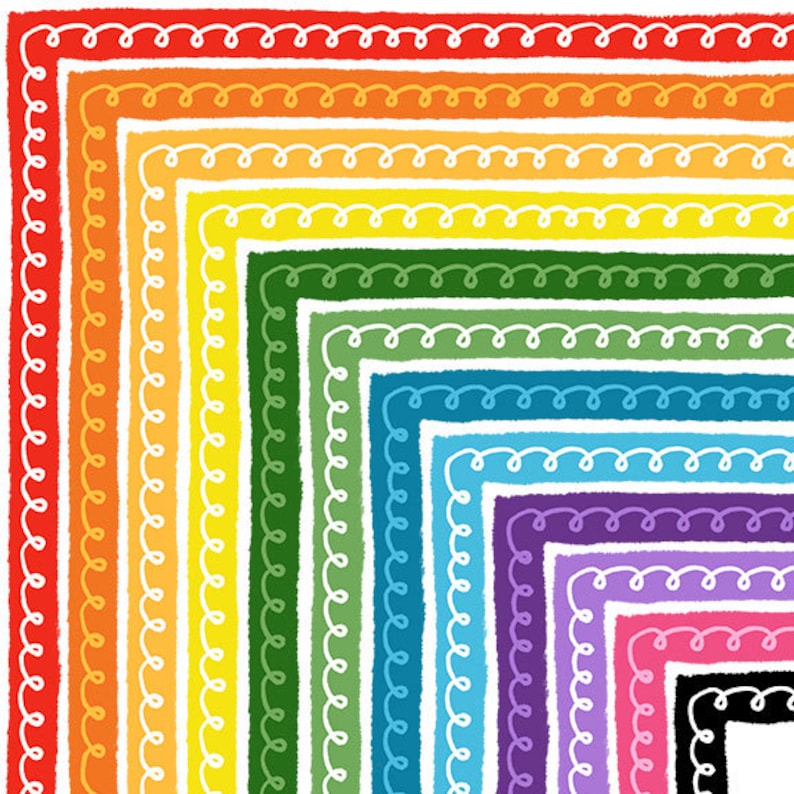 Curly Q Clipart Border Set Bright and Colorful Clipart Borders - Etsy