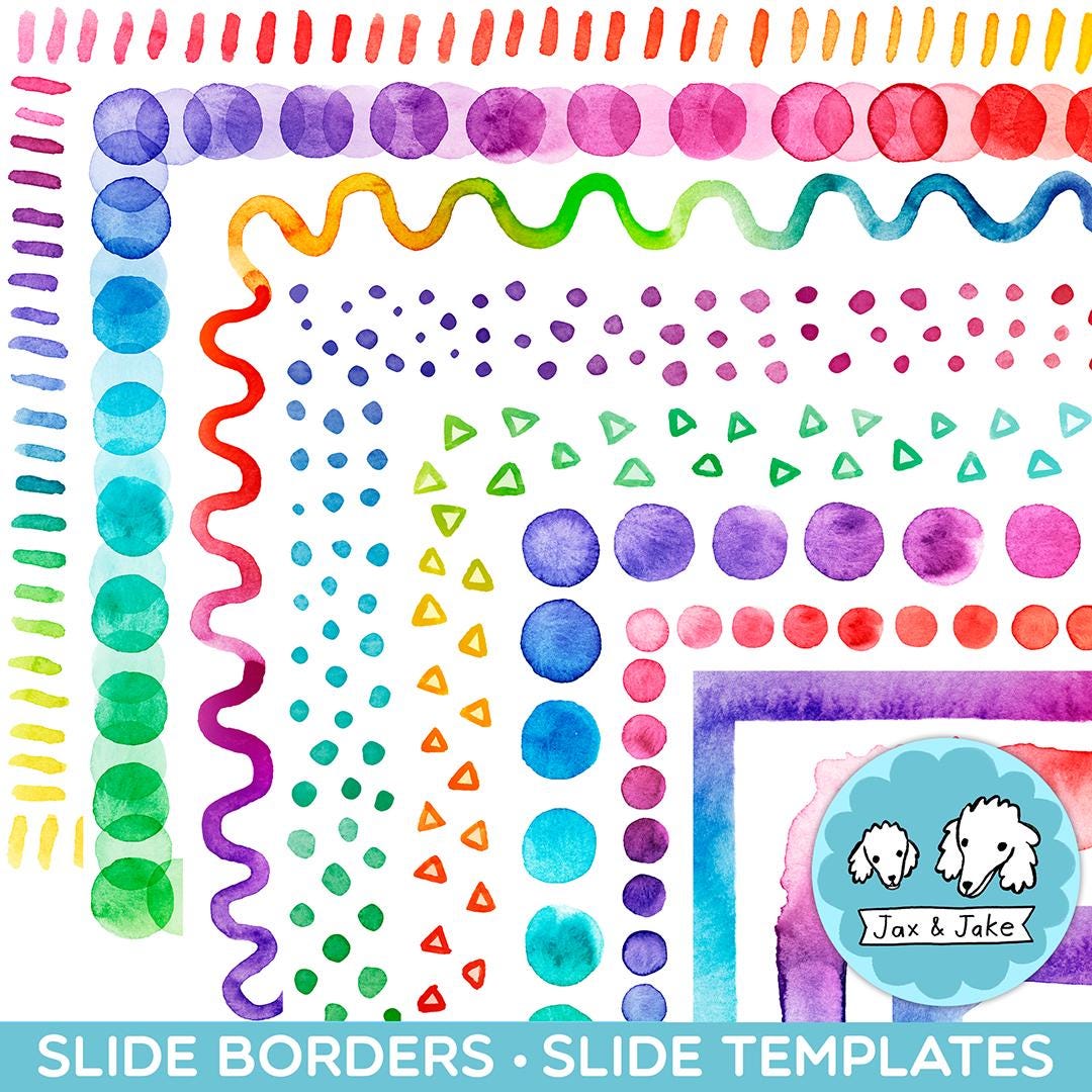 Rainbow Watercolor SLIDE Borders Clipart, Editable Google Slides ...