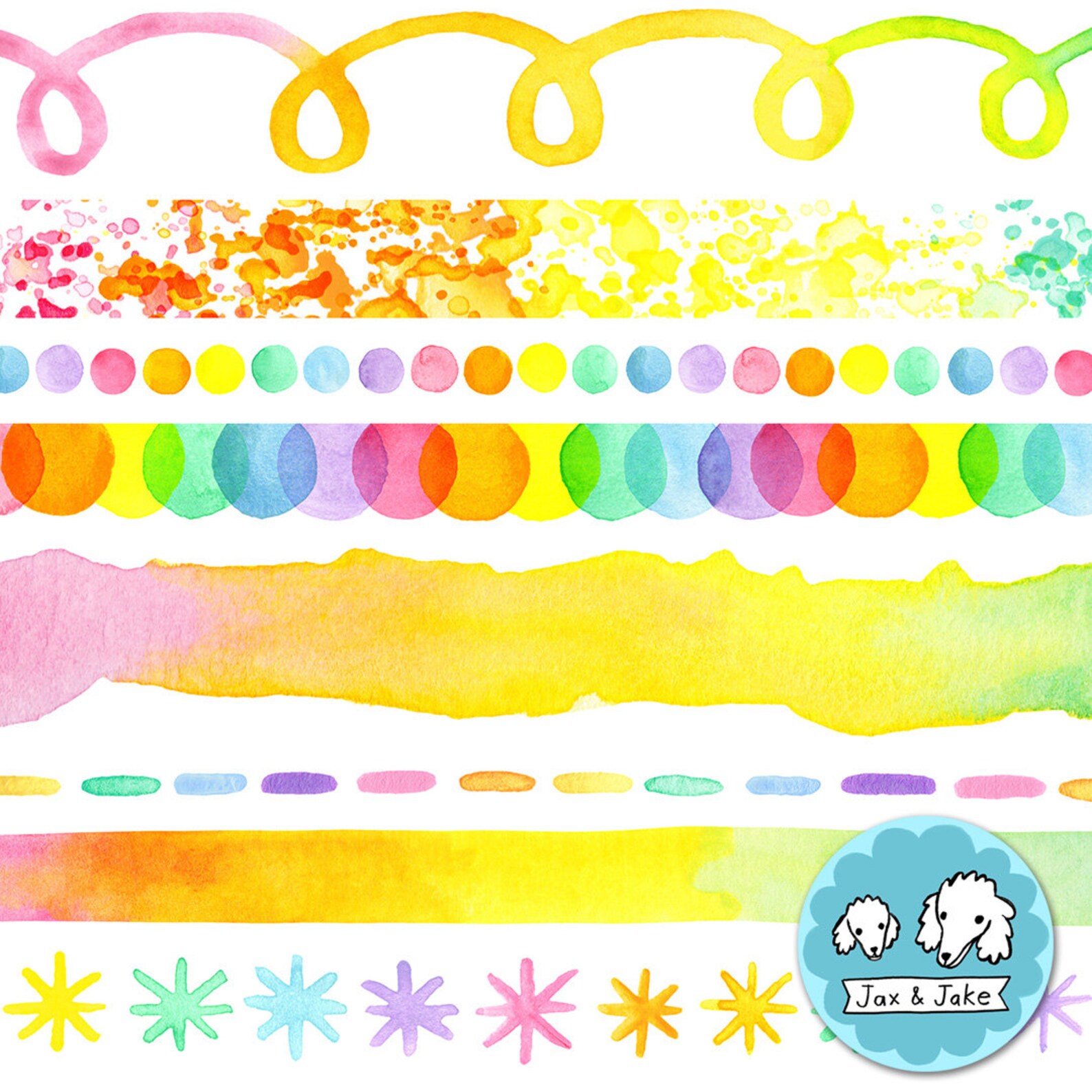 Pastel Rainbow Watercolor SLIDE Borders Editable Google - Etsy