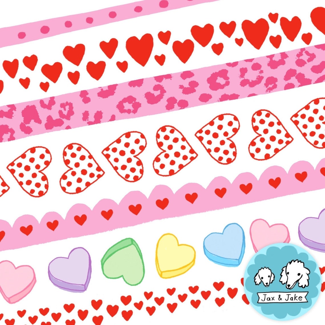 Valentine Clipart Border Set Heart Border Valentine's - Etsy
