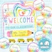 Rainbow Watercolor Back to School Editable Door Decor, Welcome Sign ...