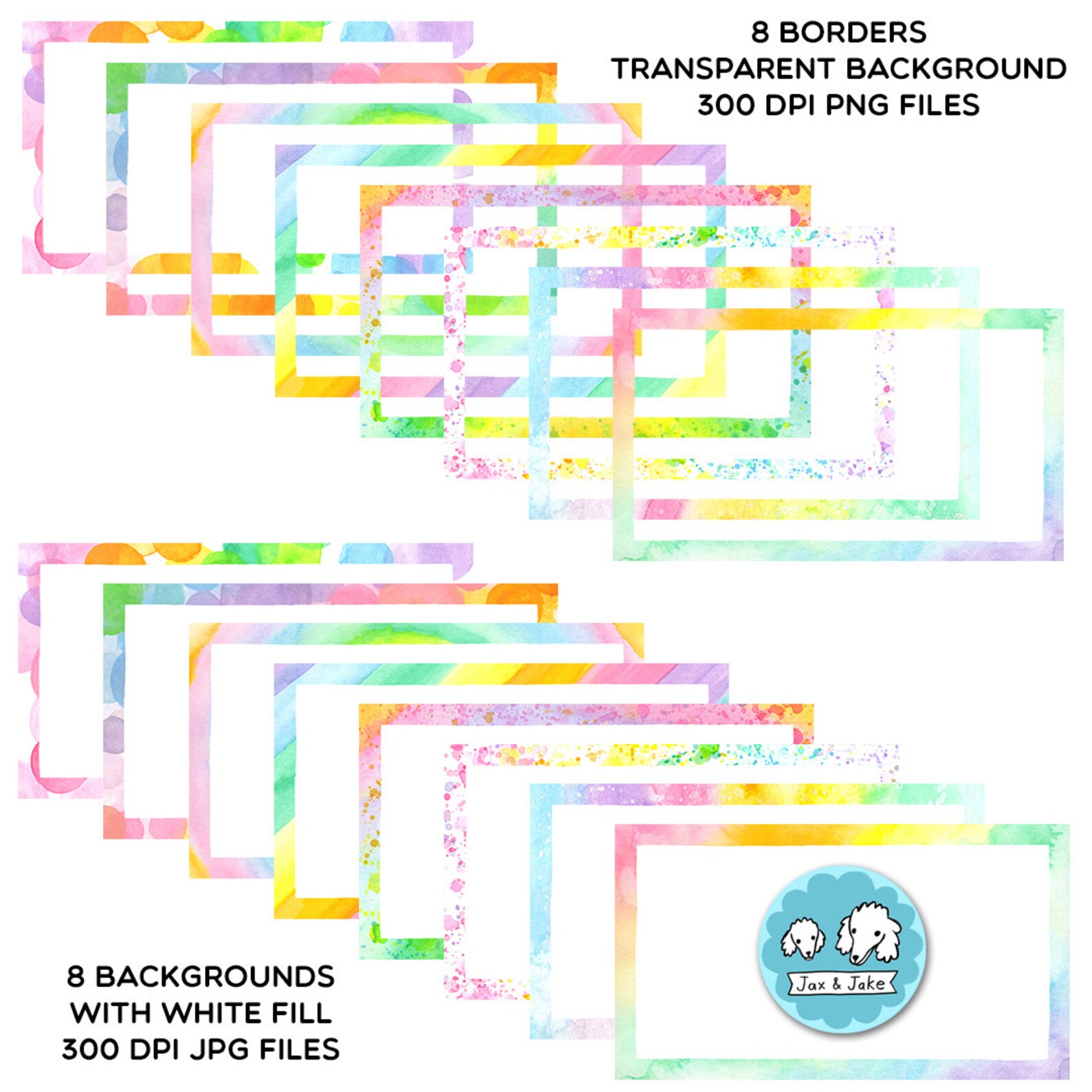Watercolor Pastel Rainbow SLIDE Borders and Backgrounds Clipart ...