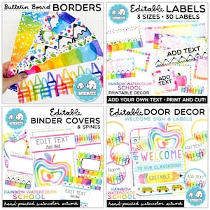 Rainbow Watercolor SCHOOL Classroom Decor Growing Bundle - Etsy