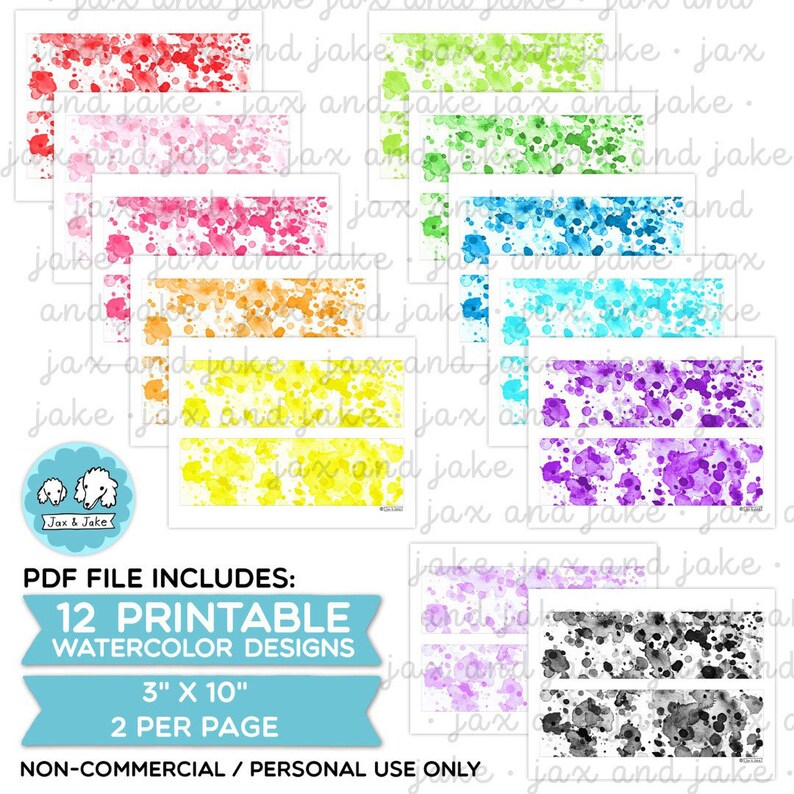 Watercolor Splatter Bulletin Board Borders Printable Rainbow - Etsy
