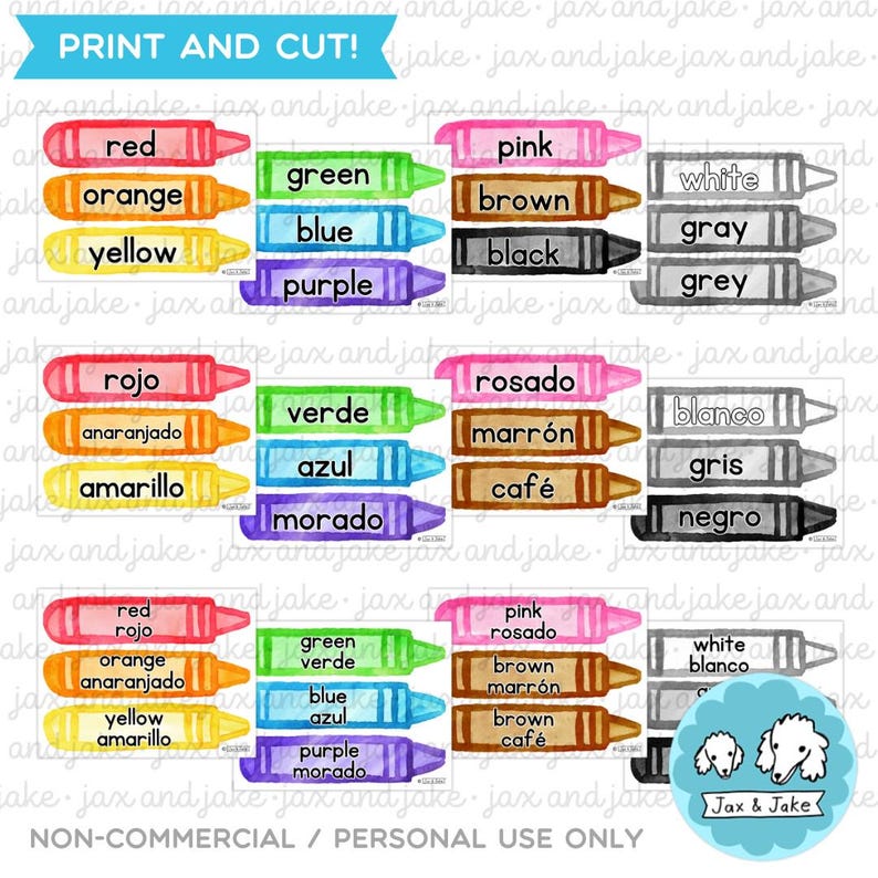 Crayon Color Posters Classroom Decor - Colors in English & Spanish ...