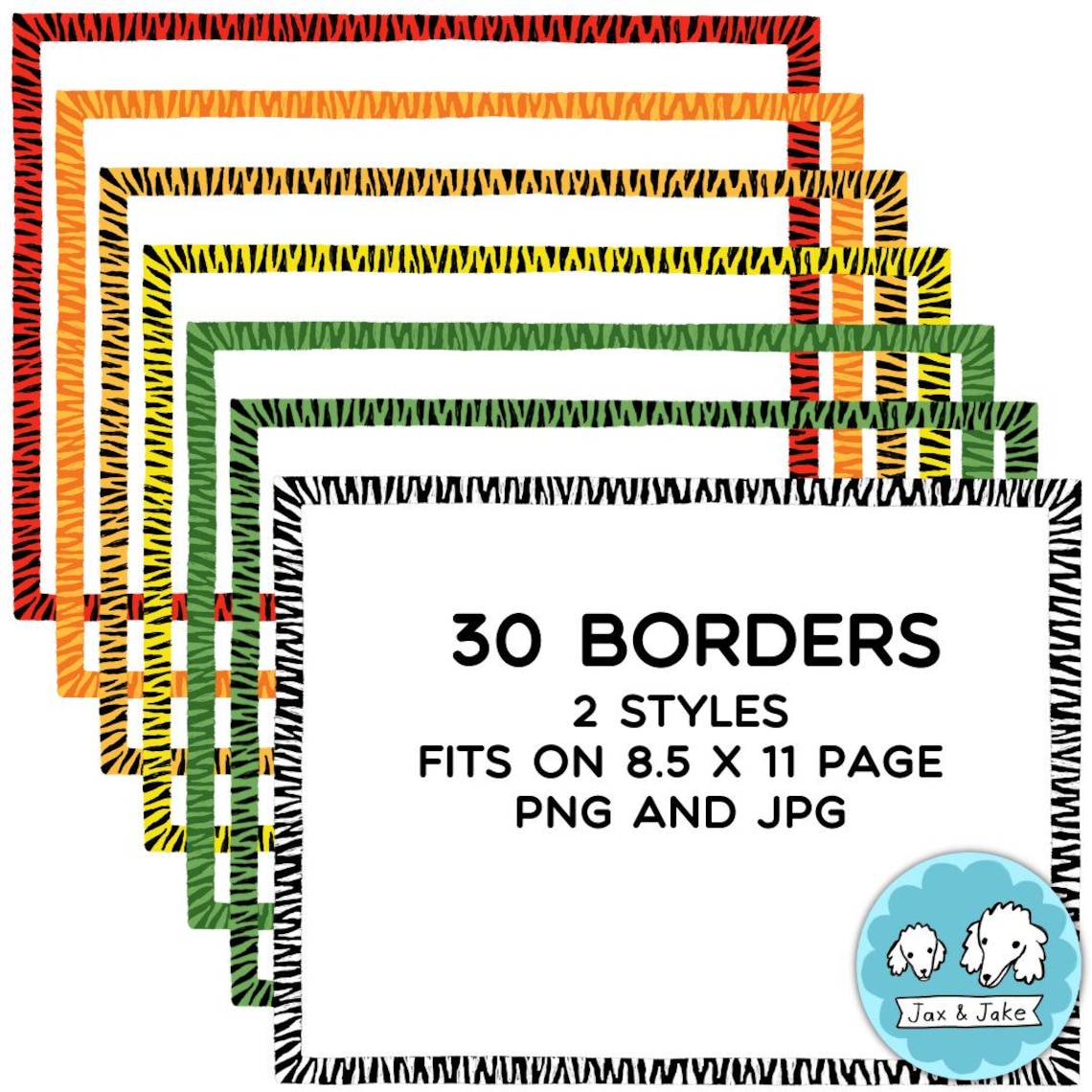 Rainbow Leopard and Zebra Clipart Borders, Animal Print Frames, Jungle ...