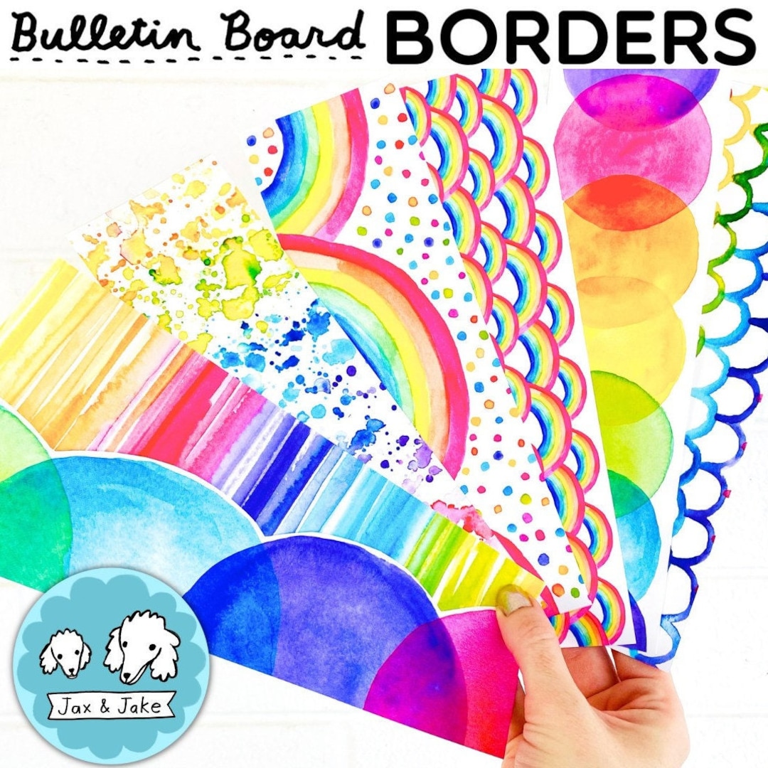 Colorful Rainbow Watercolor Bulletin Board Borders, Printable Classroom ...