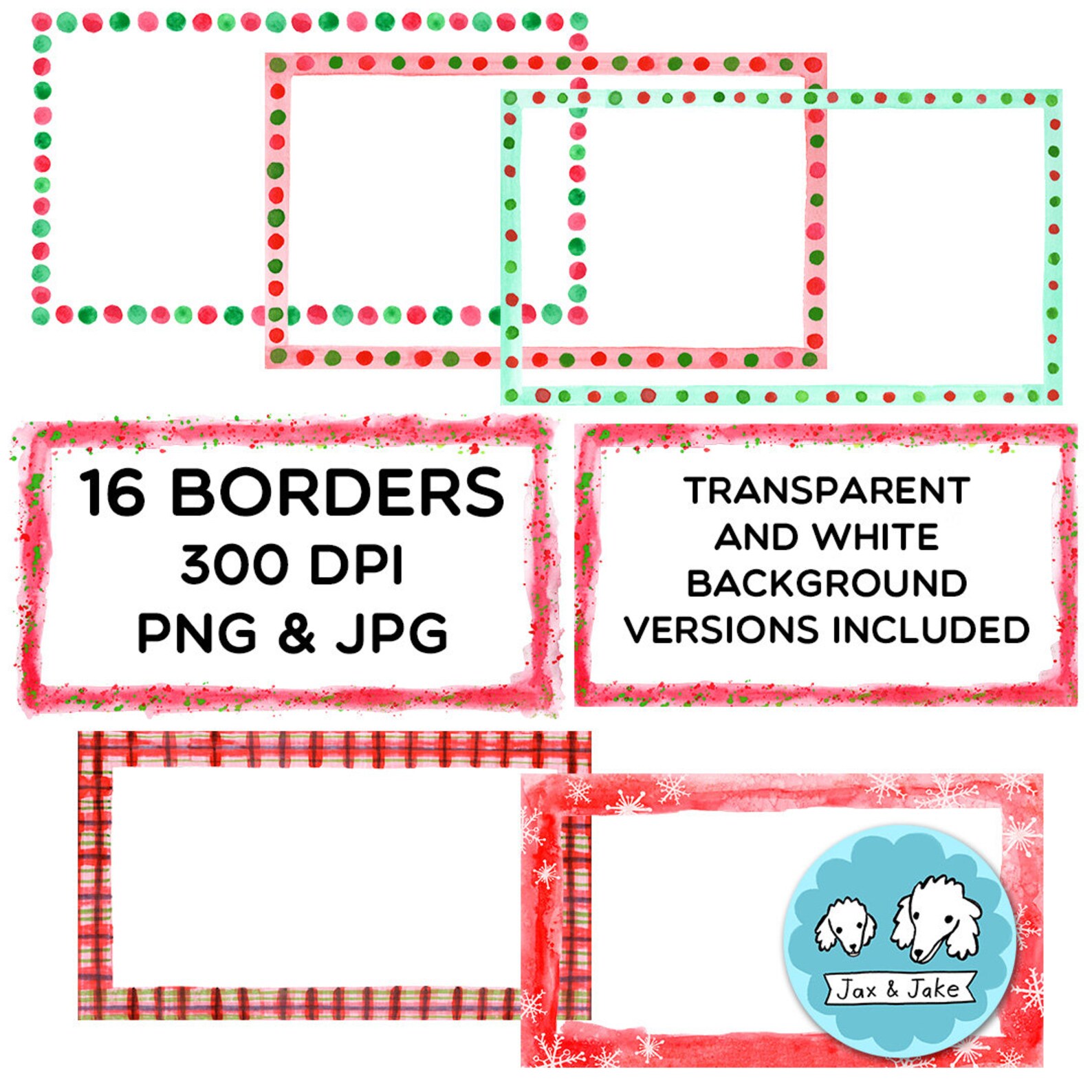 Watercolor Holiday SLIDE Border Clipart Christmas Google - Etsy