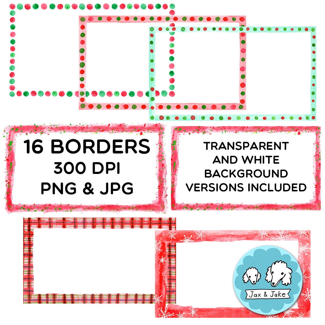 Watercolor Holiday SLIDE Border Clipart, Christmas Google Slides ...