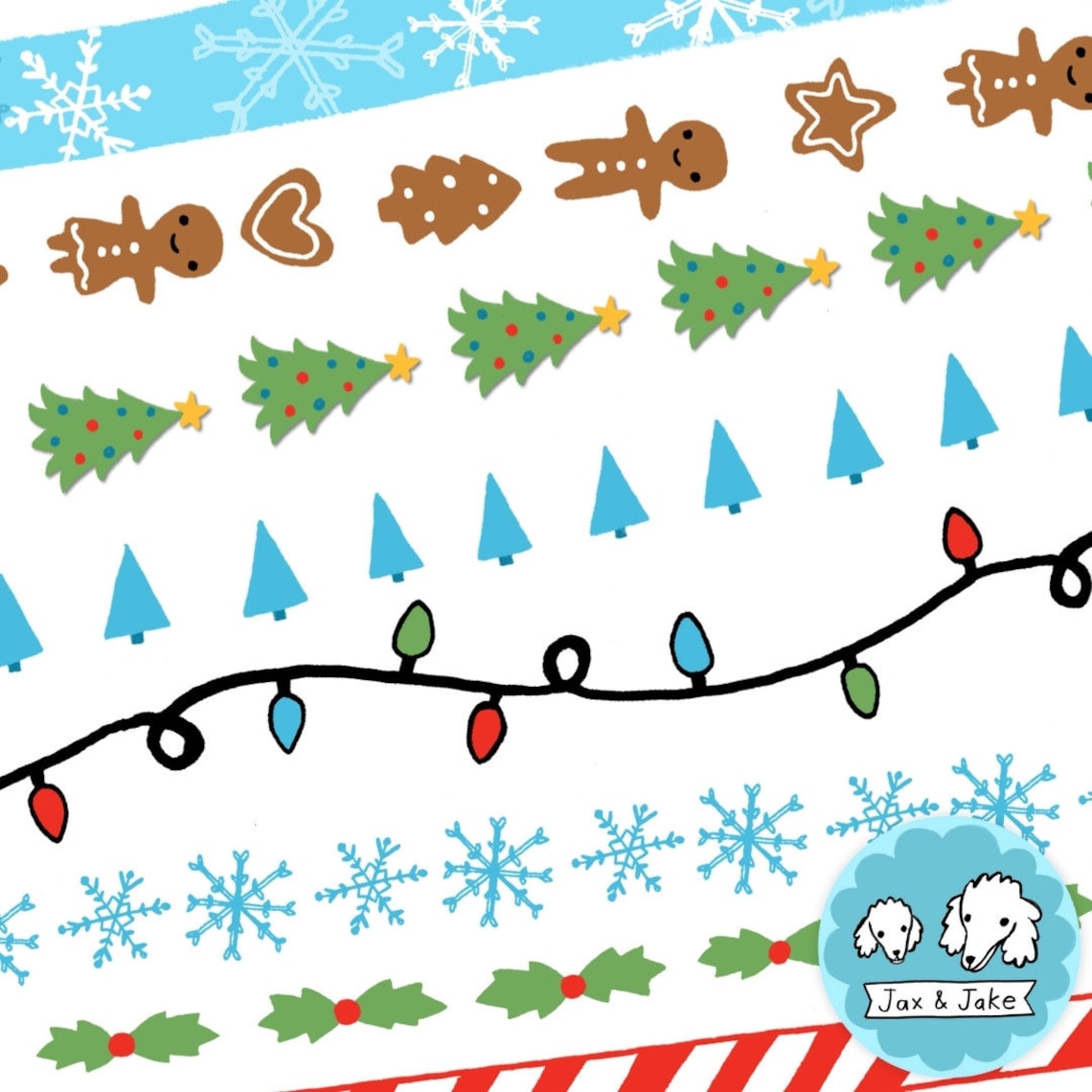 Christmas Clipart Border Set, 98 Winter Clipart Page Borders, Holiday ...