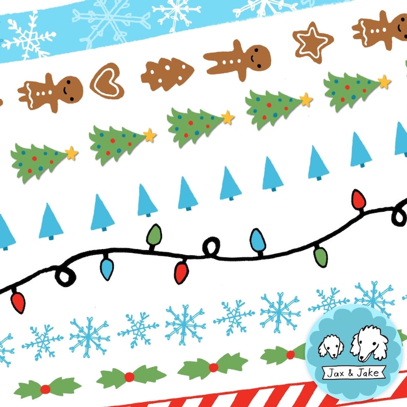 Christmas Clipart Border Set, 98 Winter Clipart Page Borders, Holiday ...