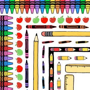 School Clipart Borders, Teacher Clipart, Supplies, Rainbow Apple ...