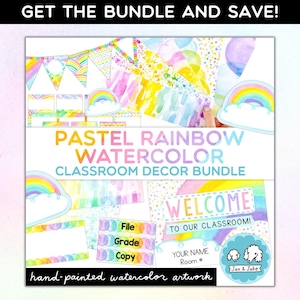 Editable Pastel Rainbow Watercolor Classroom Labels, Name Tags, Drawer ...